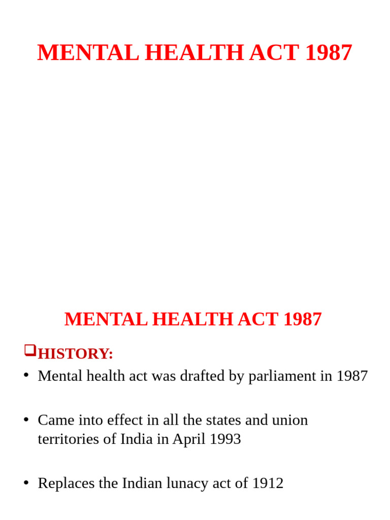 Overview of the Mental Health Act 1987 | PDF | Psychiatric Hospital ...