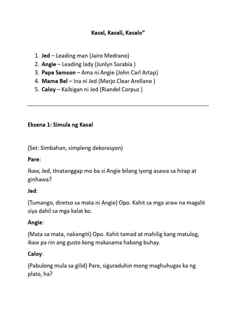 Kasal, Kasali, Kasalo | PDF