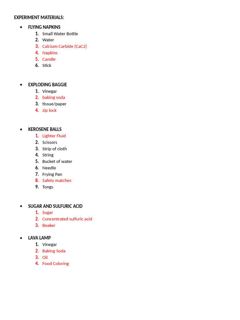 Experiment Materials | PDF