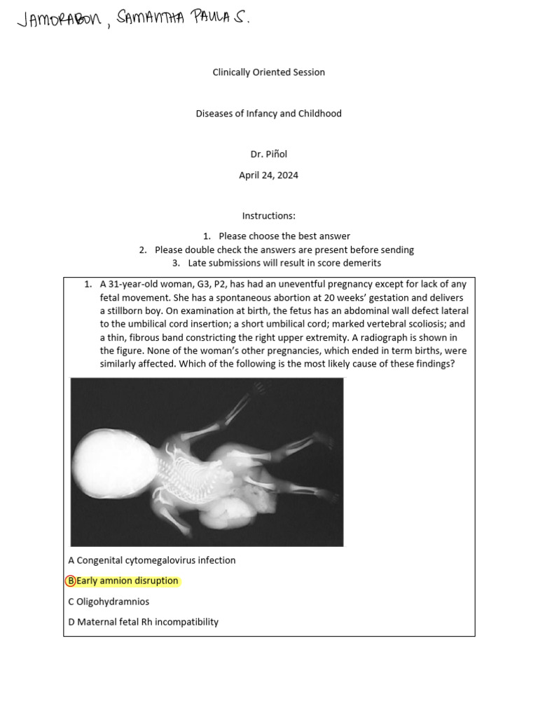Samantha Paula Jamorabon COS Diseases of Infancy and Childhood | PDF ...