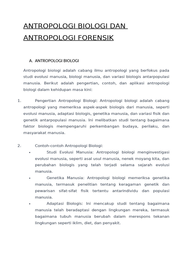 Pengertian Antropologi Biologi | PDF