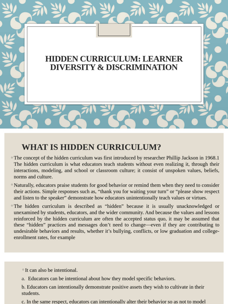Hidden Curriculum PSY 406 | PDF | Curriculum | Learning
