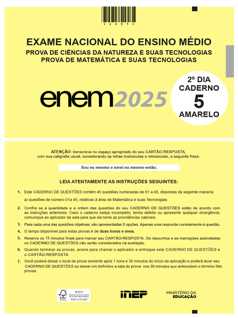 Simulado Enem - MATEMATICA 2025 - para Revisar | PDF | Energia eólica | Tempo