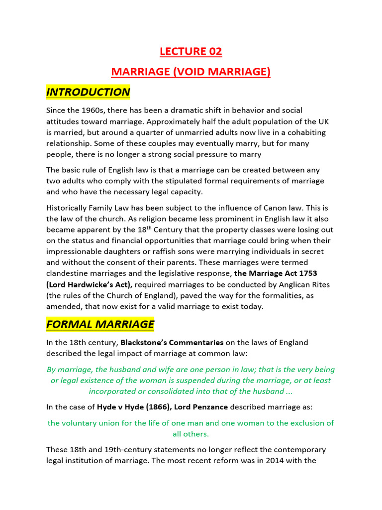 Understanding Void Marriages in English Law | PDF | Annulment | Marriage