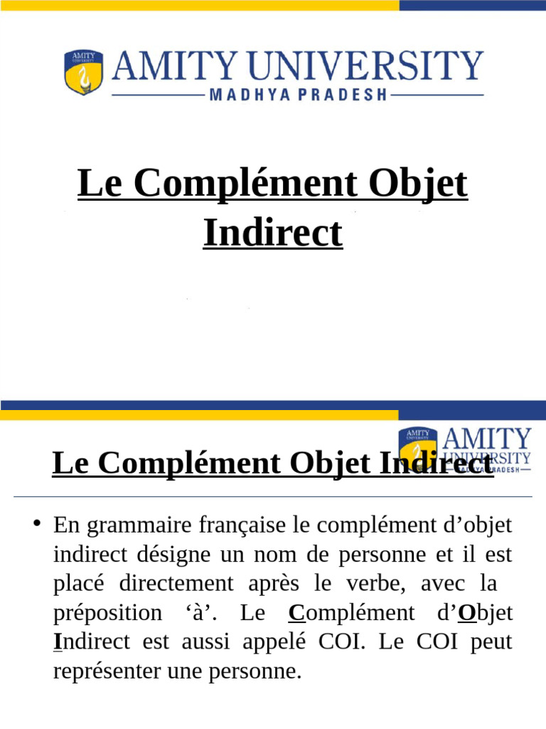 les pronoms compléments indirects (COI) | PDF | Complément d'objet | Pronom