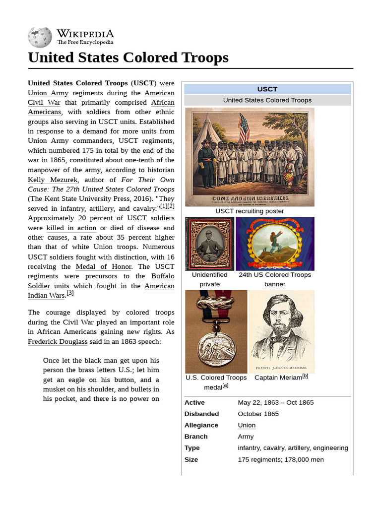 United States Colored Troops Overview | PDF | Military Organization ...