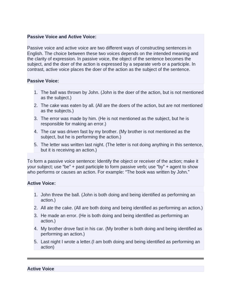 Active vs. Passive Voice Explained | PDF | Subject (Grammar) | Verb