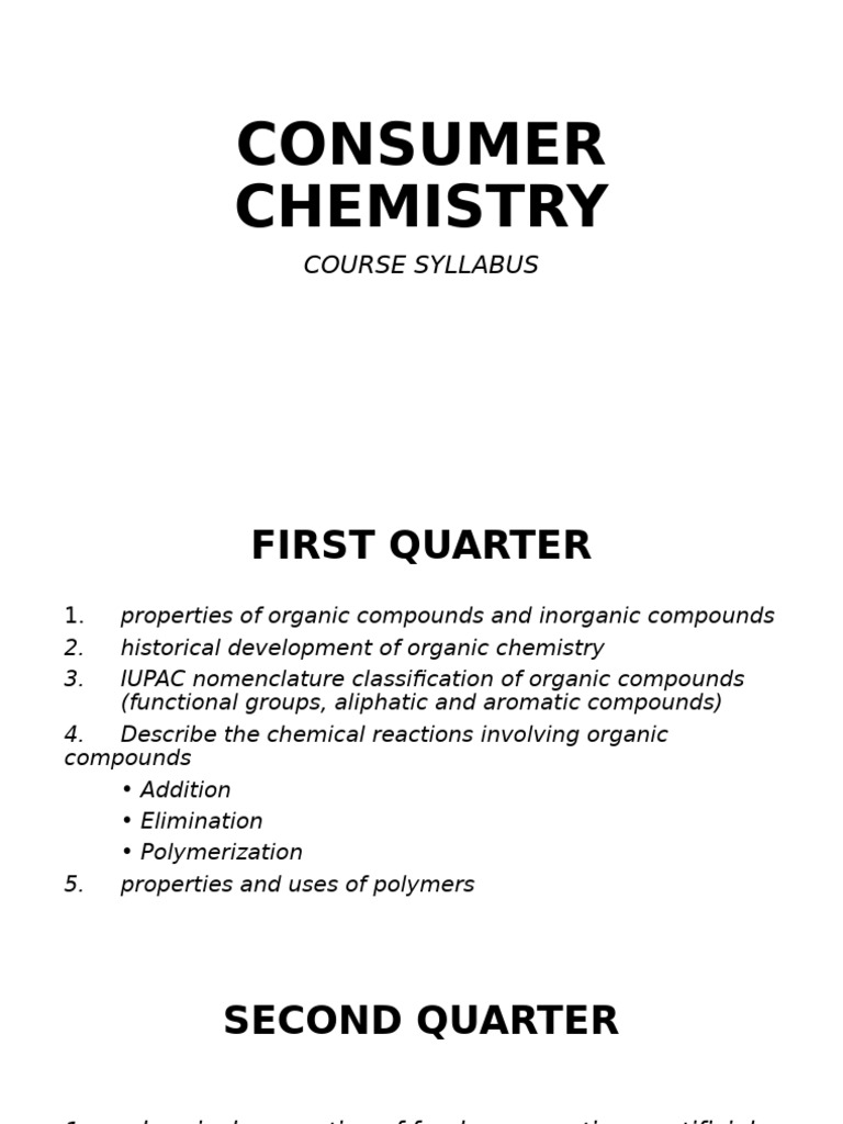 Consumer Chemistry | PDF