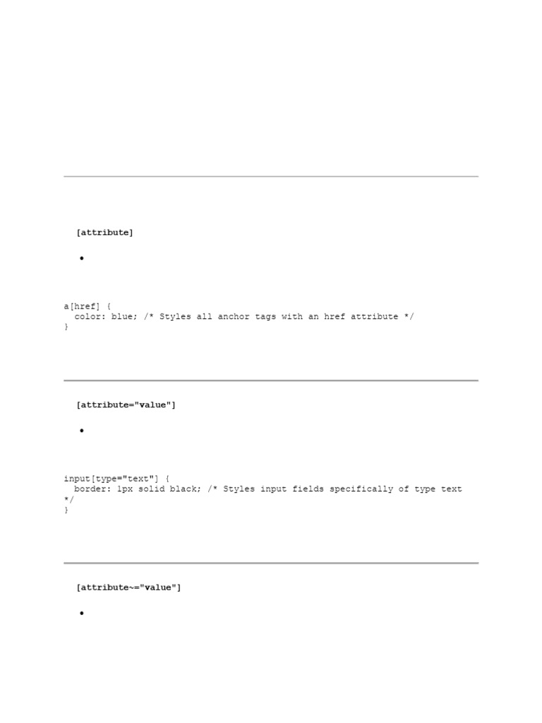 Attribute Selectors Pdf Html Element Computer File Formats