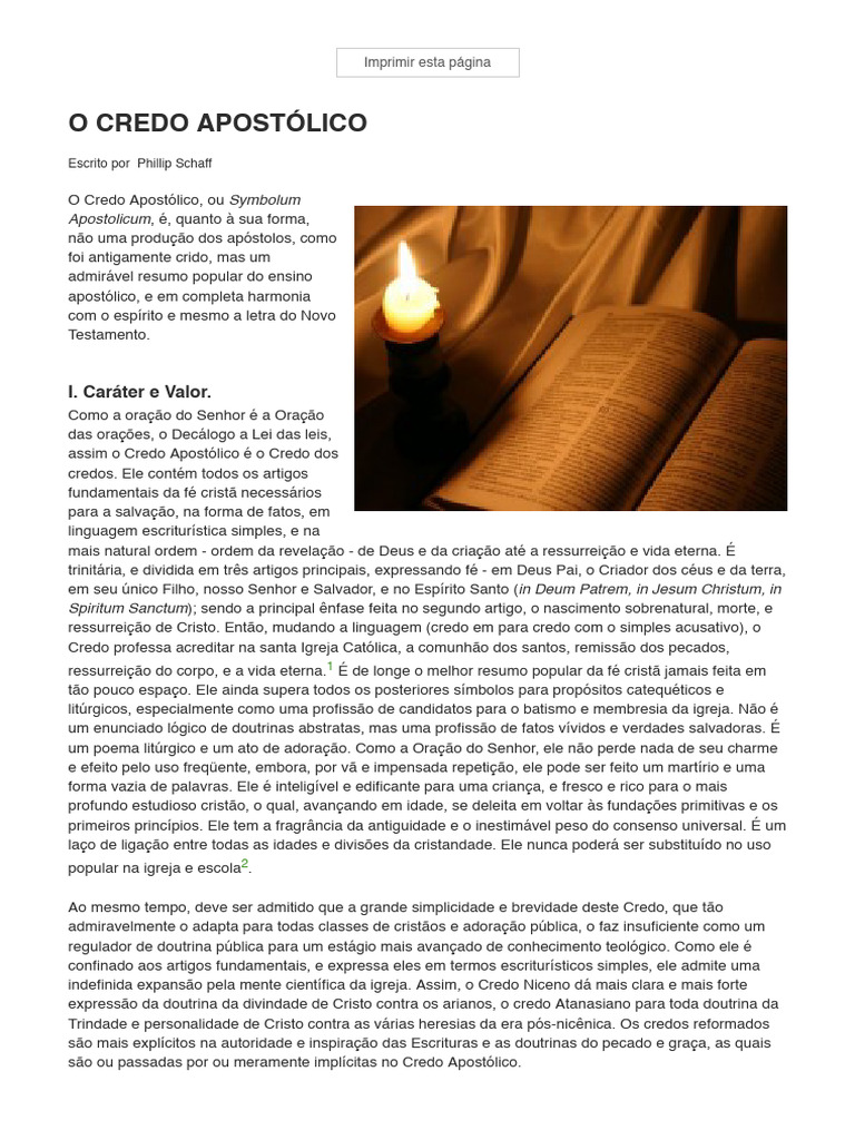 O Credo Apostólico: História e Significado | PDF | Igreja cristã ...