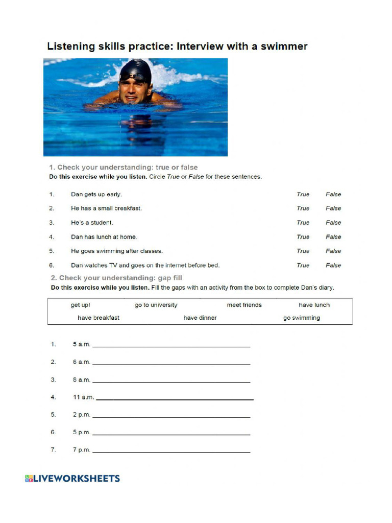Listening Daily Routines - Interiew With A Swimmer | PDF