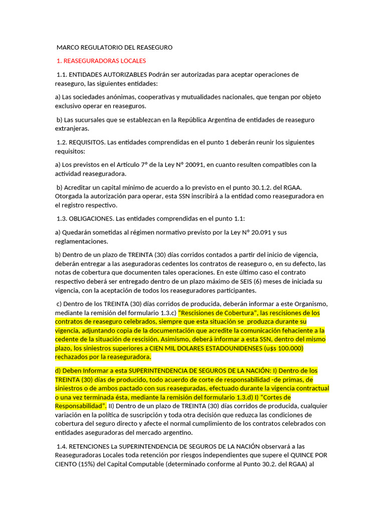 MARCO REGULATORIO DEL REASEGURO | PDF | Reaseguro | Seguro