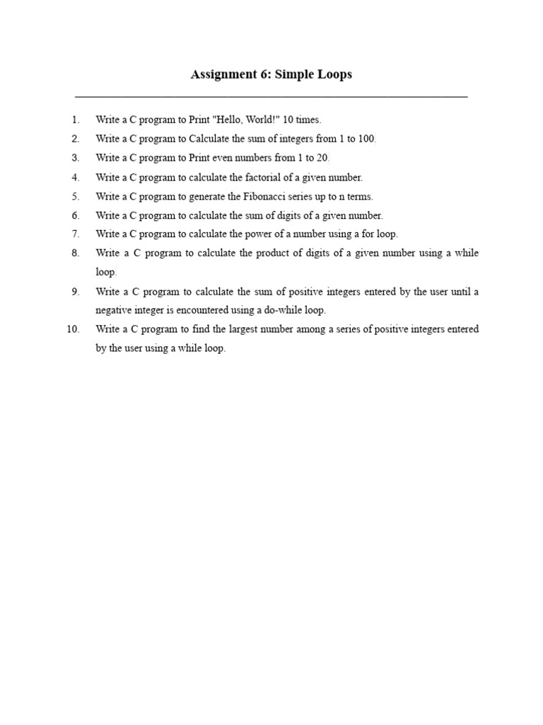 Assignment 6_Simple Loops | PDF