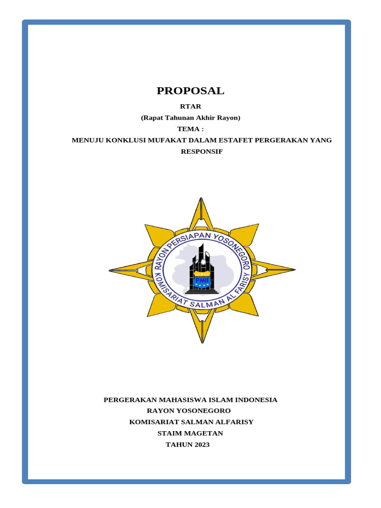 Proposal Rtar Pmii 2023 | PDF