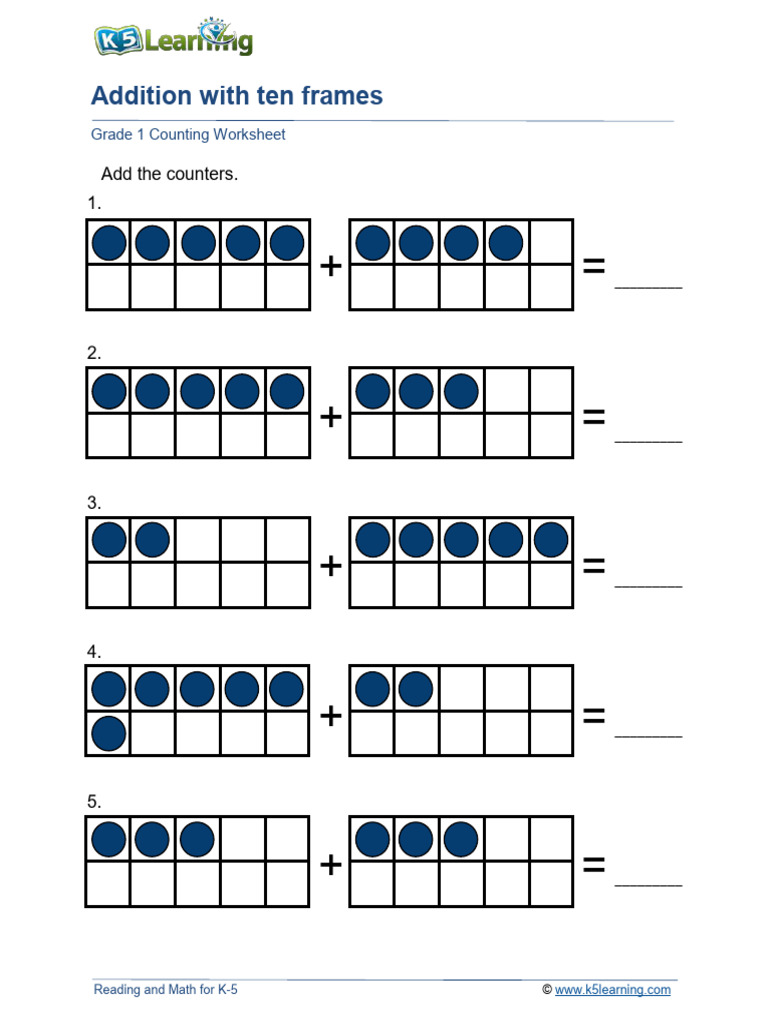 Grade 1 Adding With Ten Frames A | PDF
