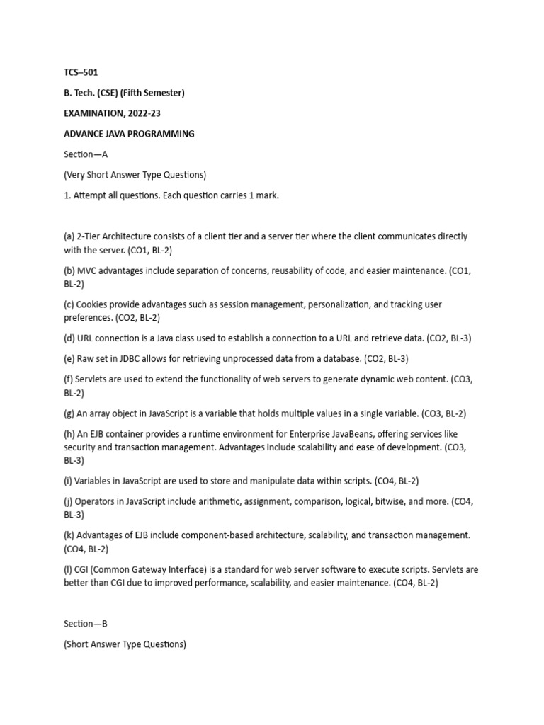 Paper 1 Solutions | PDF | Java (Programming Language) | Databases