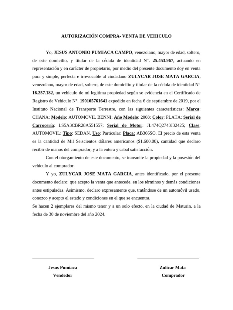 Modelo Venta de Vehiculo | PDF