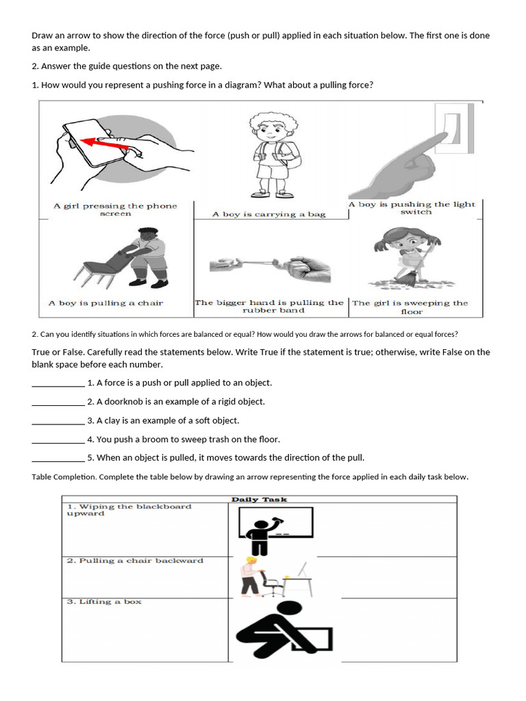 Force Direction and Balance Exercises | PDF