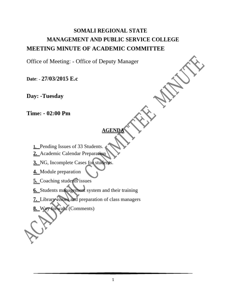 Tuesday Academic Committee Meeting | PDF