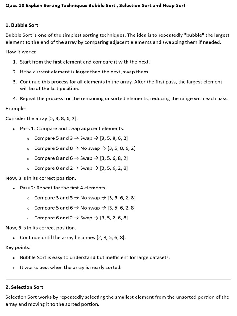 Ques 10 Explain Sorting Techniques Bubble Sort | PDF | Algorithms And Data Structures ...