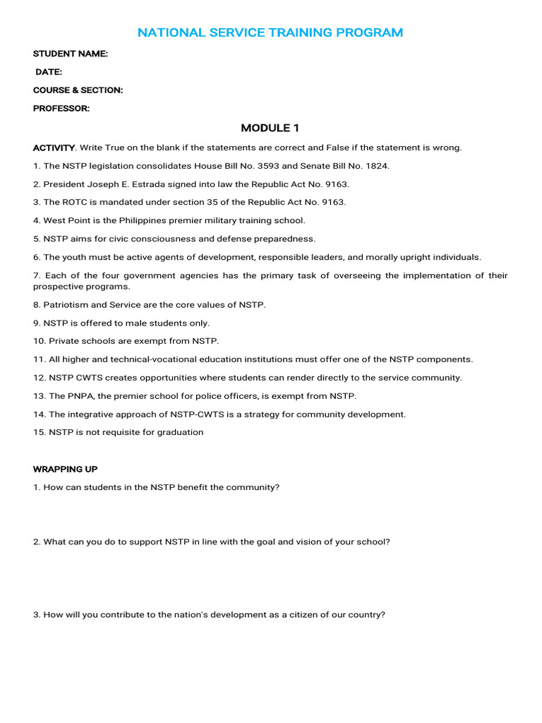 NSTP ACTIVITIES WPS Office | PDF