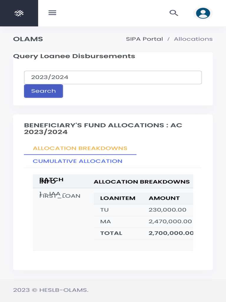 HESLB OLAMS - Online Loan Application & Management System | PDF