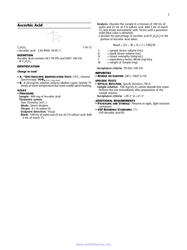 Ascorbic Acid | PDF | Titration | Chemistry