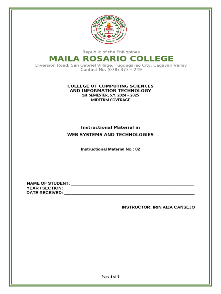 MIDTERM-MODULE-2 | PDF | Html | Html Element