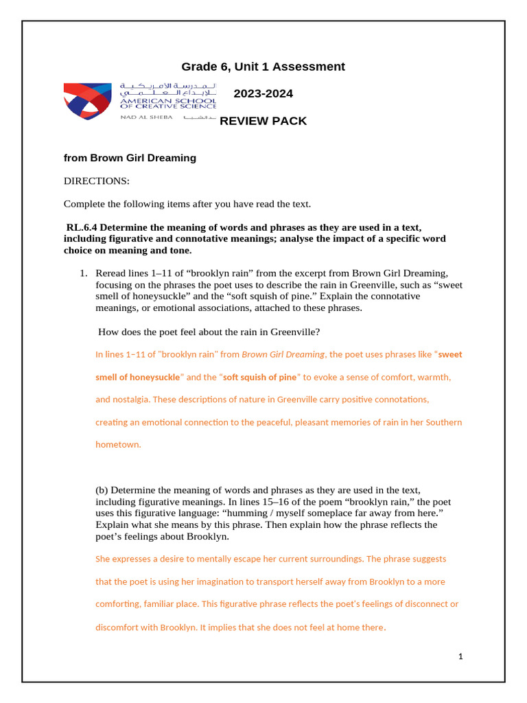 Grade 6 Review Pack Answer Key | PDF | Adverb | Adjective