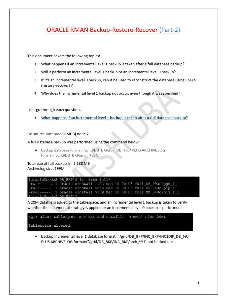 RMAN Backup Part2 | PDF | Backup | Computer Architecture