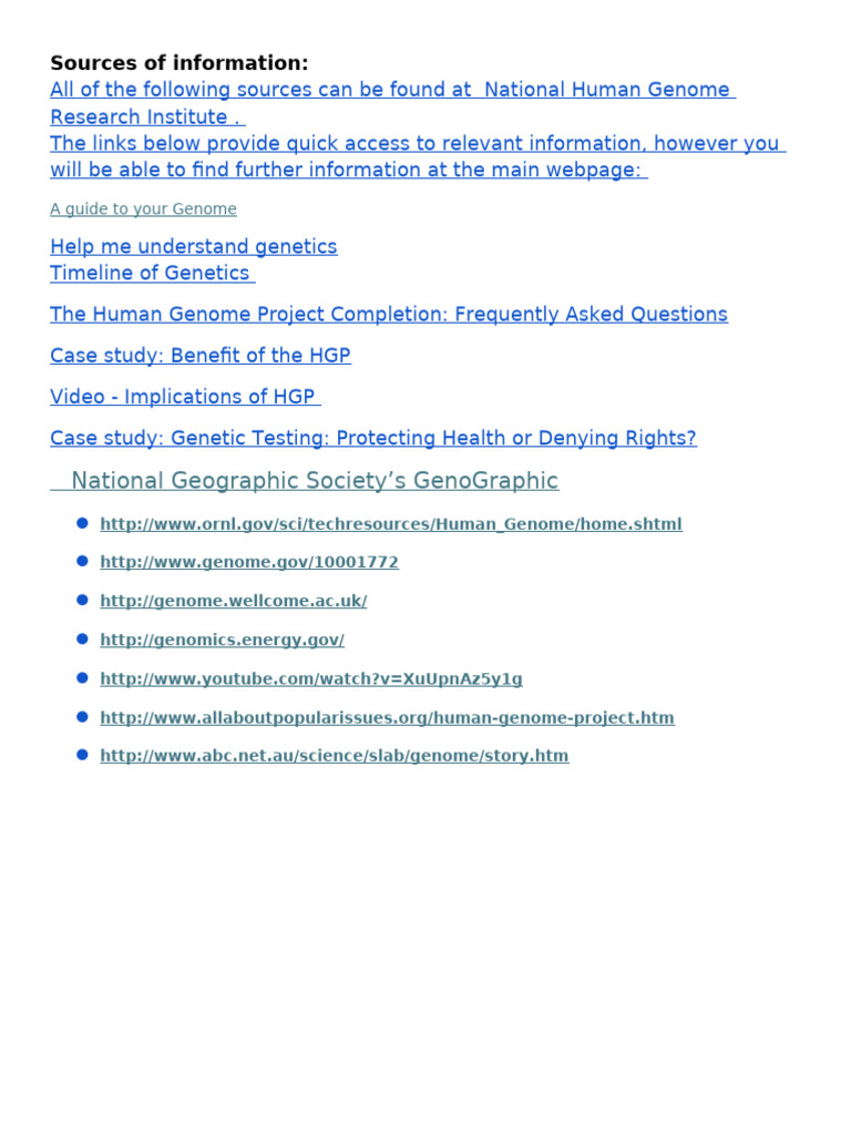 HGP Sources of Information | PDF