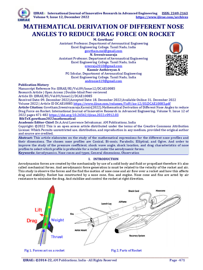 Mathematical Derivation of Different Nos | PDF | Rocket | Aerodynamics