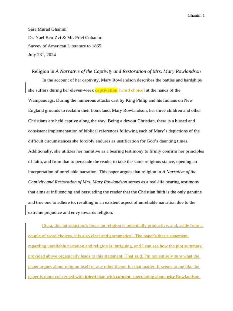 Sara Murad Ghanim - With Comments 2 | PDF | Narrative | Narration