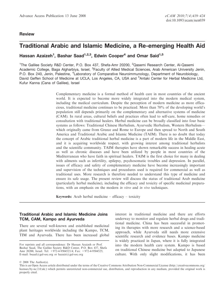 Traditional Arabic Medicine: Efficacy & Safety | PDF | Traditional ...