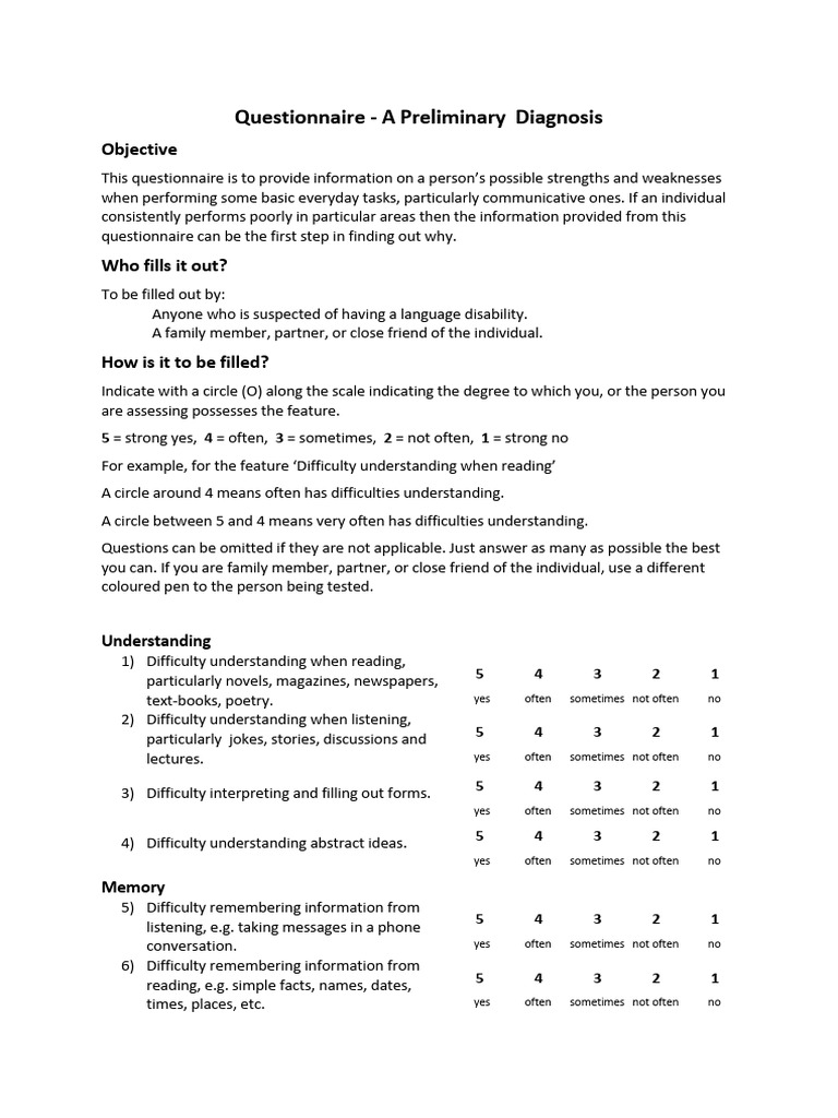 Dyslexia Awareness - Com Questionnaire | PDF | Cognition | Cognitive Science