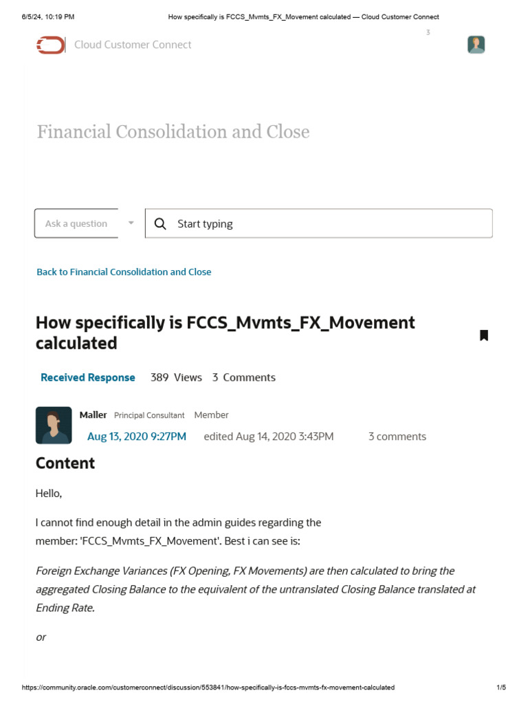 How Specifically Is Fccs Mvmts Fx Movement Calculated Cloud Customer Connect Pdf