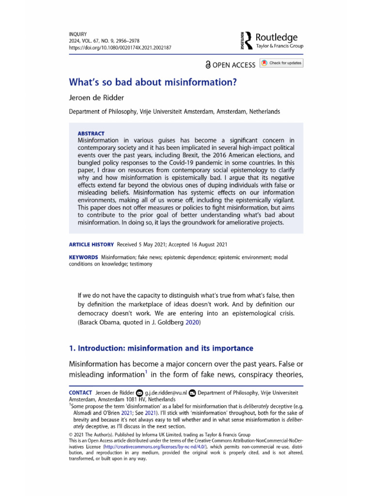 What's So Bad About Misinformation | PDF