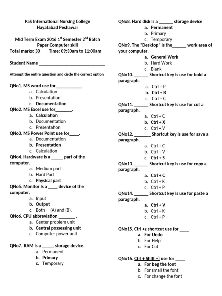 Computer Mcqs. .Docx | PDF | Input/Output | Computer Program