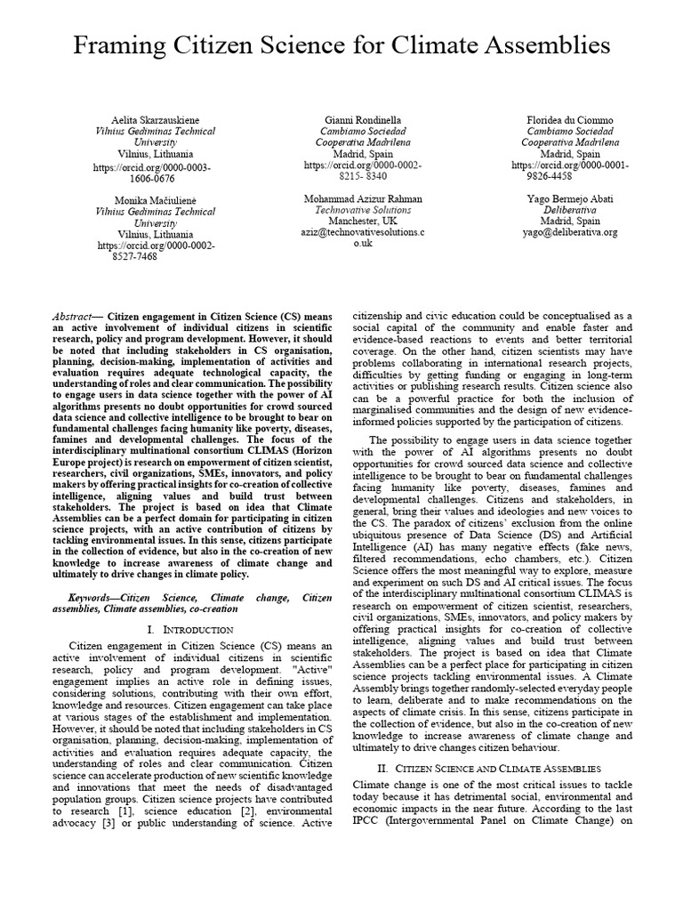 Framing Citizen Science For Climate Assemblies | PDF | Science ...