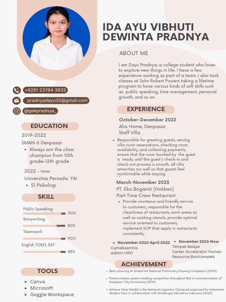 CV - Ida Ayu Vibhuti Dewinta Pradnya-9 | PDF