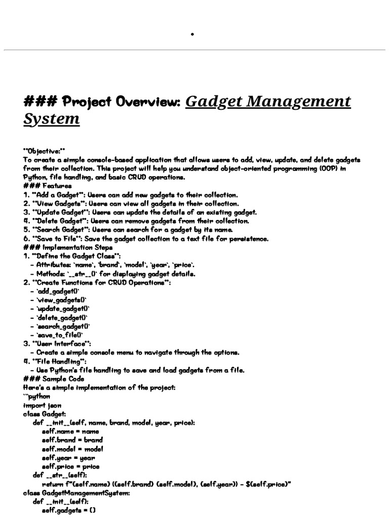 Gadget Management System | PDF | Computer File | Method (Computer ...