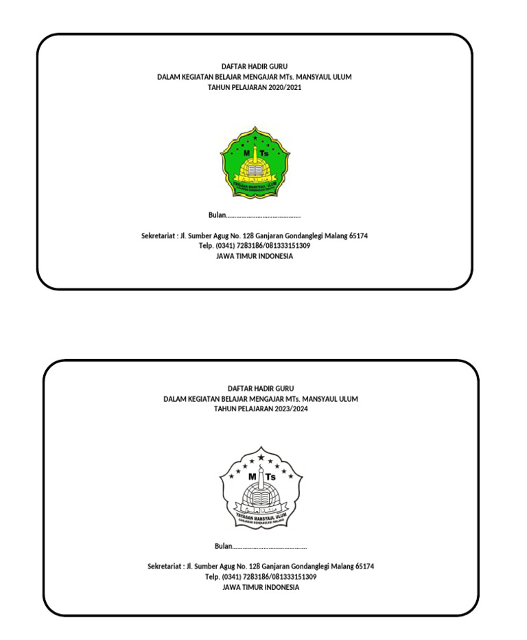 Cover Daftar Hadir Guru | PDF