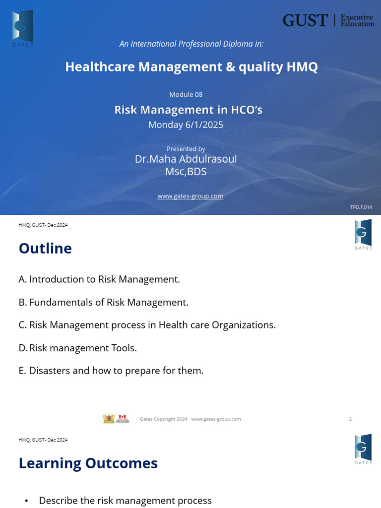 Module 8 - Risk Management - Mrs. Maha Abdulrasool | PDF | Hazards | Risk