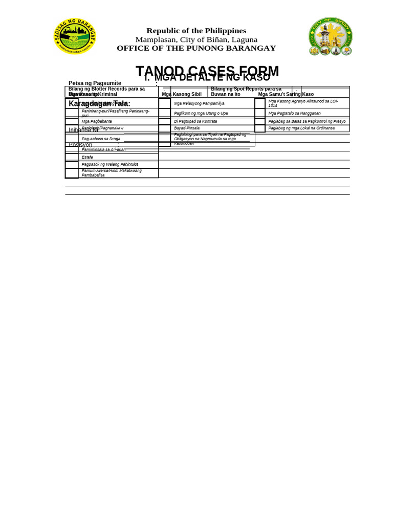 SB Mamplasan Tanod Form Template - Copy | PDF