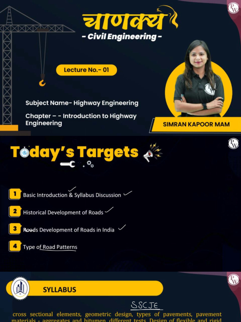 Introduction To Highway Engineering 01 - Class Notes - Chanakya - AE ...