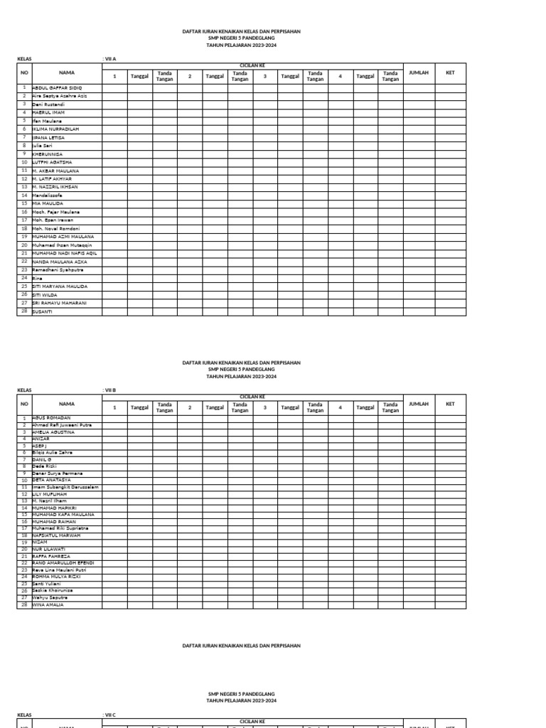 Contoh Iuran Perpisahan 2024 | PDF