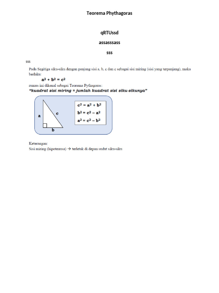 Teorema Phythagoras Kelas 7 - Copy - Copy | PDF