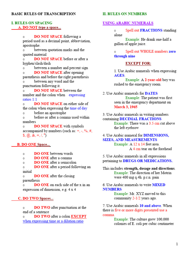 BASIC RULES OF TRANSCRIPTION | PDF | Fahrenheit | Tablespoon