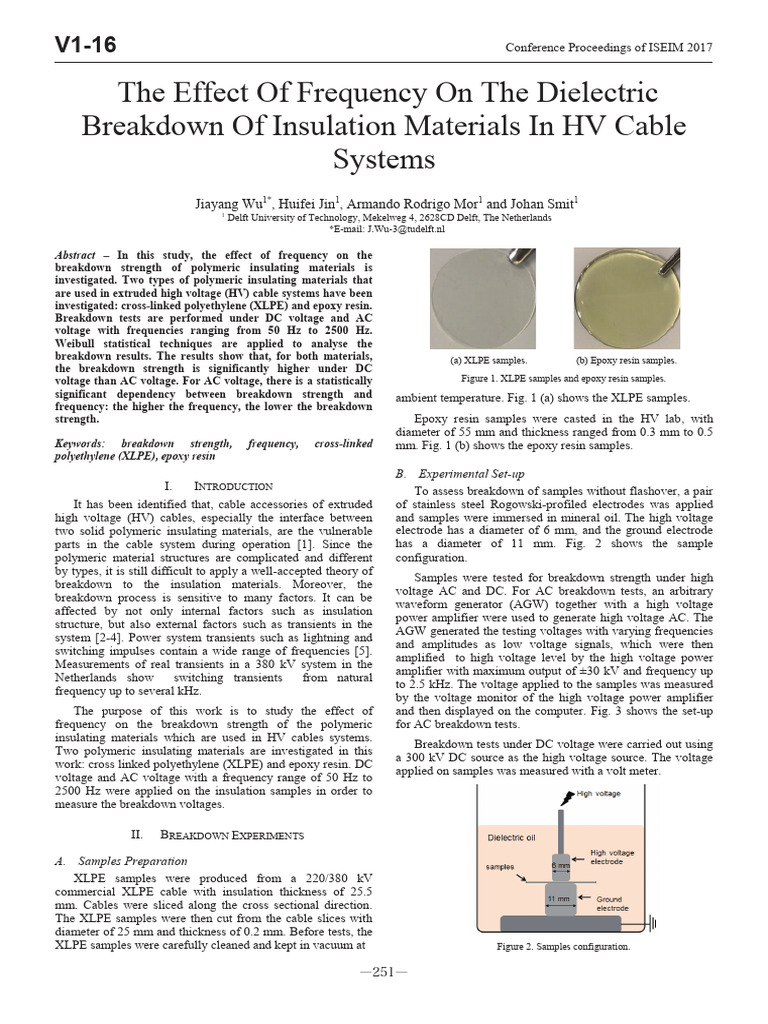 The Effect of Frequency On The Dielectric Breakdown of Insulation Materials in HV Cable Systems ...