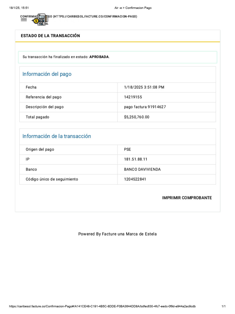 Confirmación de Pago Air-e PSE | PDF